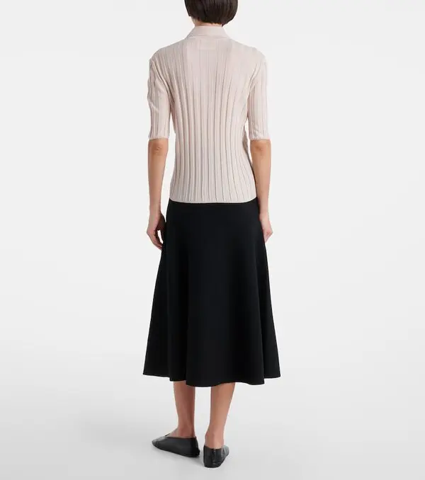 Plan C Ribbed-knit Wool Polo Shirt