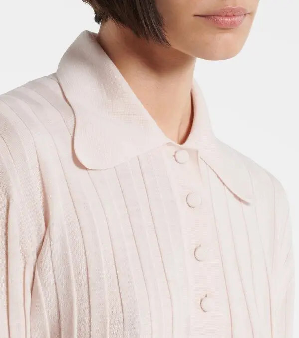 Plan C Ribbed-knit Wool Polo Shirt
