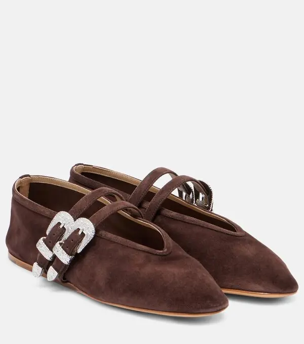 Le Monde Beryl Claudia Suede Ballet Flats - Brown