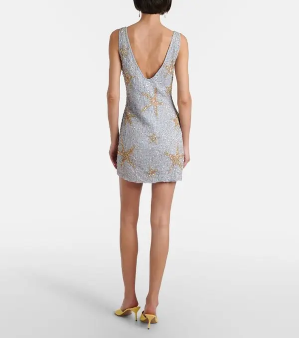 Rixo Christabel Sequined Minidress - Turquoise
