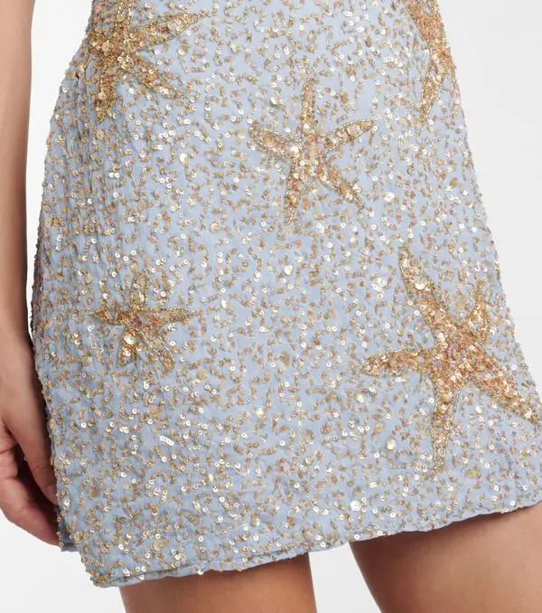 Rixo Christabel Sequined Minidress - Turquoise