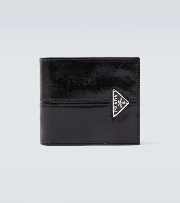 Prada Logo Leather Wallet - Black
