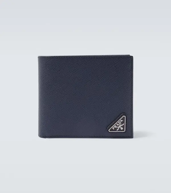 Prada Logo Leather Wallet - Blue