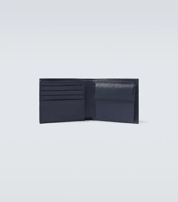 Prada Logo Leather Wallet - Blue