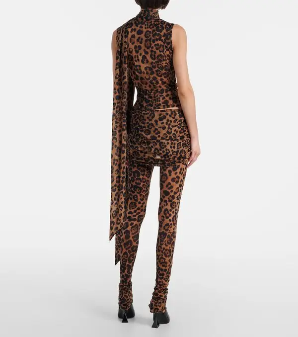 Blumarine Leopard-printed Jersey Leggings - Brown