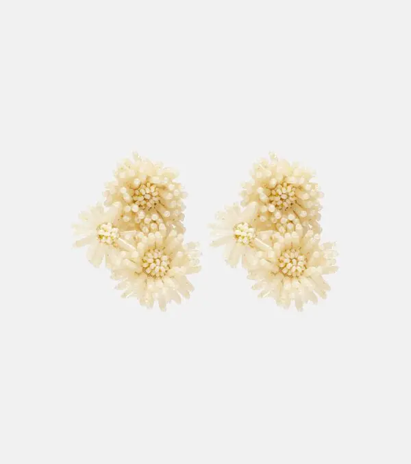 Oscar De La Renta Pompom Beaded Clip-on Earrings - Gold