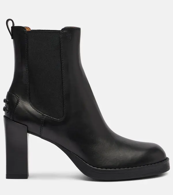 TOD'S 80 Leather Chelsea Boots - Black