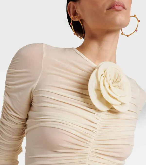Magda Butrym Floral-appliqué Ruched Top