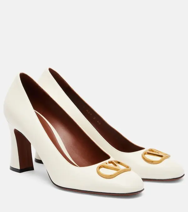 Valentino Garavani Vlogo Signature 80 Leather Pumps - White