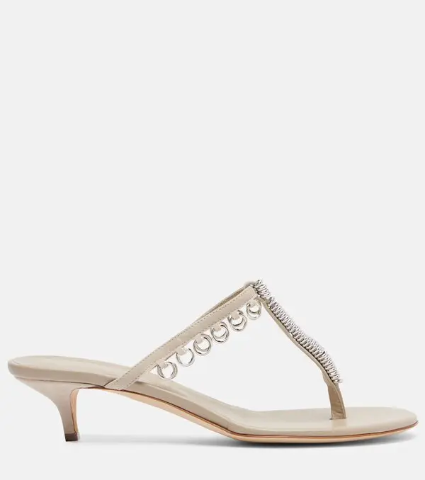 Christopher Esber Embellished Leather Thong Sandals - Beige