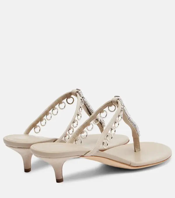 Christopher Esber Embellished Leather Thong Sandals - Beige