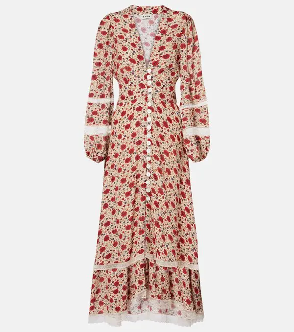 Rixo Floral Printed Midi Dress - Multicoloured
