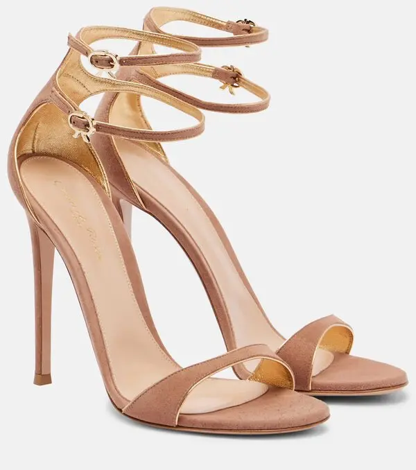 GIANVITO ROSSI 110 Suede Sandals - Pink