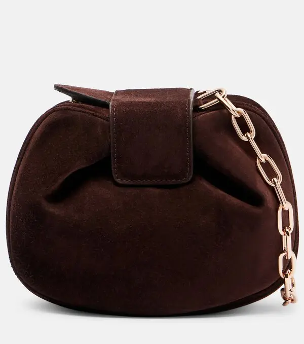 Gabriela Hearst Suede Clutch With Chain Strap - Brown