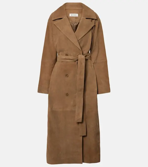 RÓHE Suede Wrap Coat - Brown