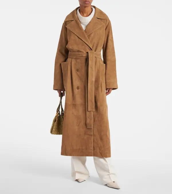 RÓHE Suede Wrap Coat - Brown