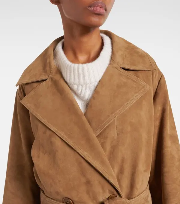 RÓHE Suede Wrap Coat - Brown
