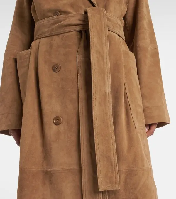 RÓHE Suede Wrap Coat - Brown