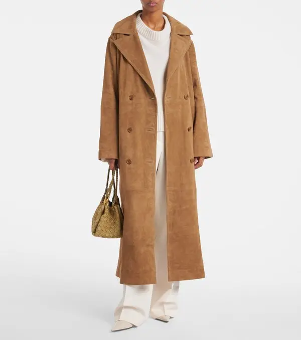 RÓHE Suede Wrap Coat - Brown