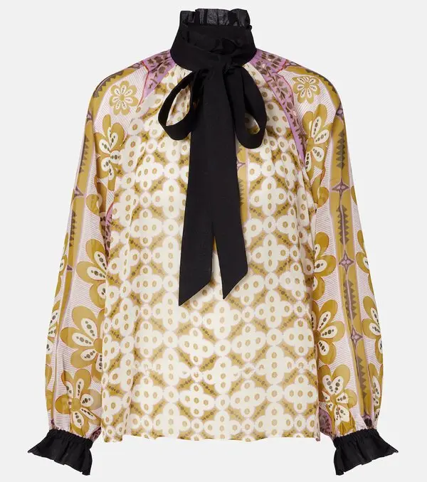 La DoubleJ Cerere Printed Tie-neck Blouse - Multicoloured