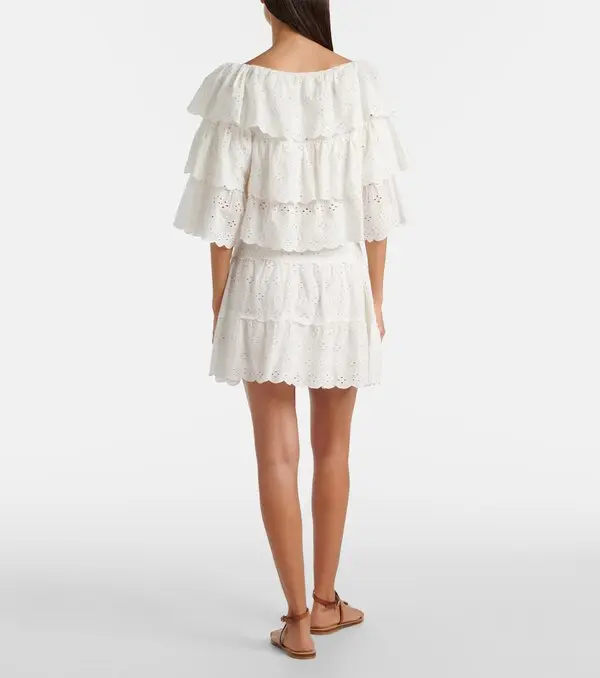 Rixo Broderie Anglaise Tiered Cotton Top