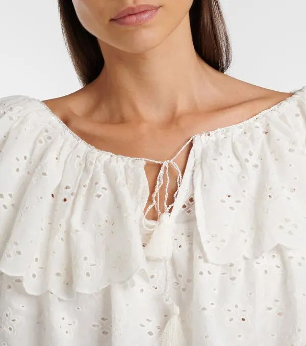 Rixo Broderie Anglaise Tiered Cotton Top