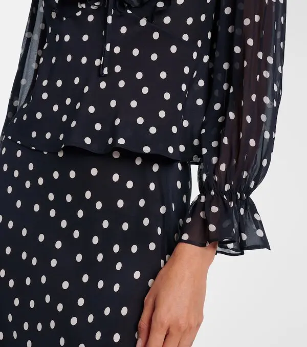 Rixo Lasca Polka-dot Silk Top