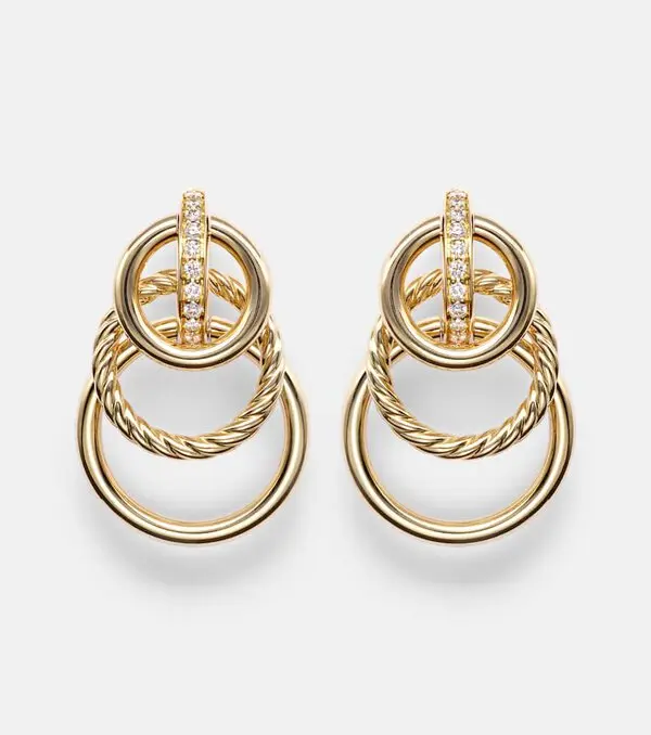 David Yurman Dy Mercer® Triple Earrings With Diamonds - Gold