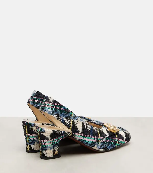 Valentino Garavani Adamantine 60 Tweed Slingback Pumps