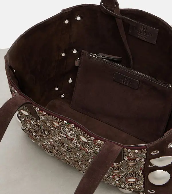 Valentino Garavani Nellcôte Medium Suede Tote Bag - Brown