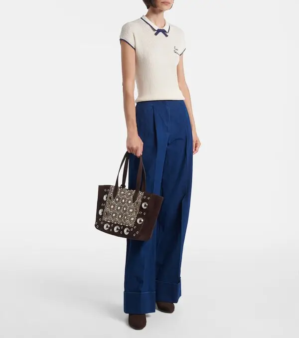 Valentino Garavani Nellcôte Medium Suede Tote Bag - Brown