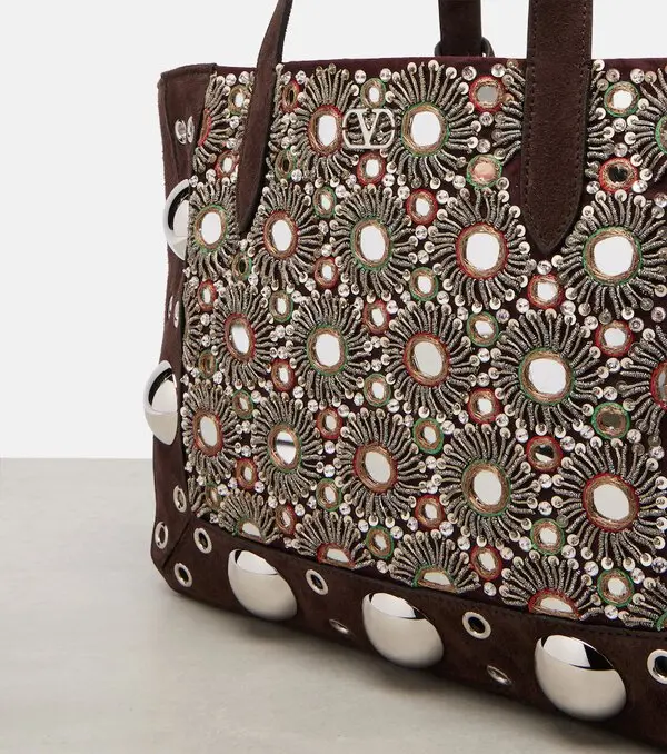 Valentino Garavani Nellcôte Medium Suede Tote Bag - Brown