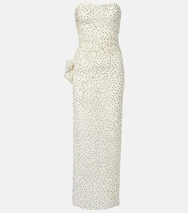 Magda Butrym Polka Dot Appliqué Maxi Dress - White