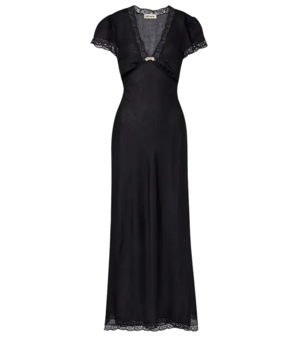 Rixo Clarice Lace-trimmed Midi Dress - Black