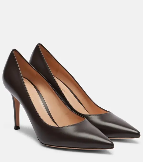 GIANVITO ROSSI 85 Leather Pumps - Brown