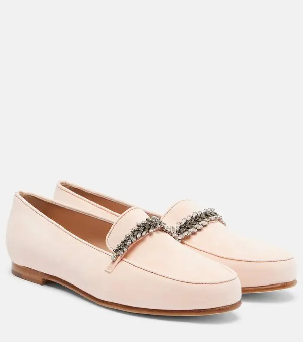 Manolo Blahnik Pisufa Embellished Suede Loafers - Pink