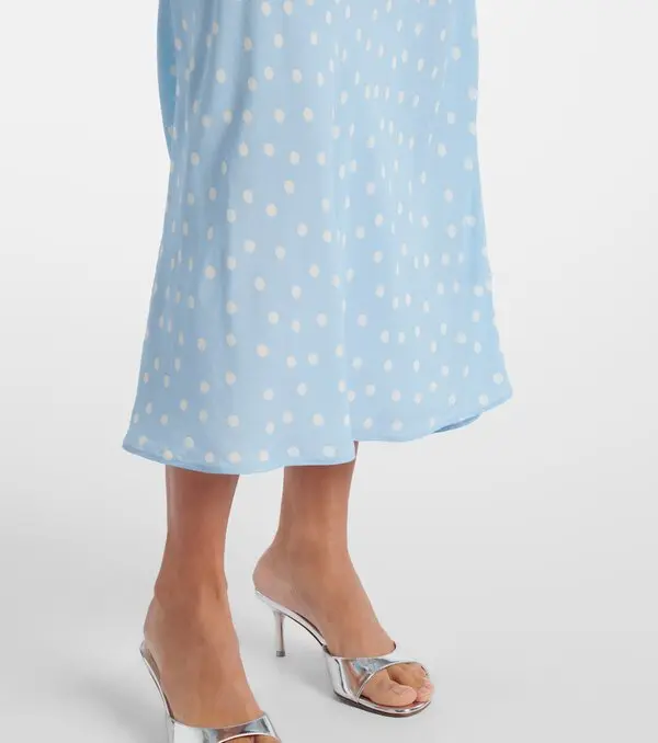 Rixo Iggy Lace-trimmed Polka-dot Midi Dress - Blue