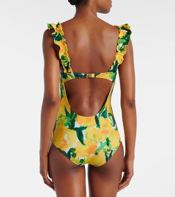 La DoubleJ Boop Floral Ruffled Swimsuit - Yellow