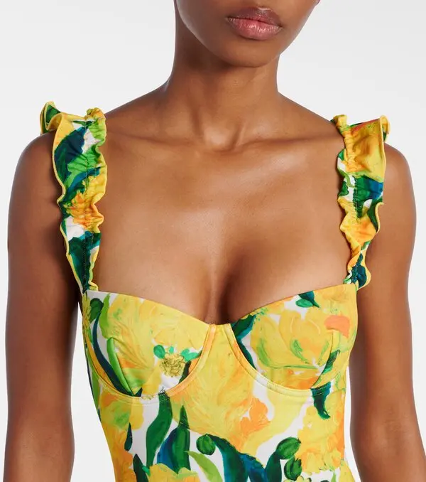 La DoubleJ Boop Floral Ruffled Swimsuit - Yellow