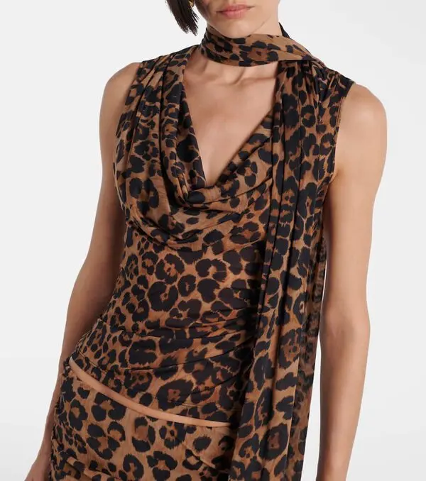Blumarine Leopard-printed Jersey Top