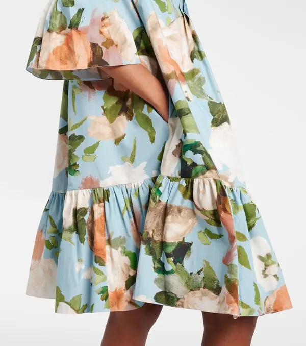 Erdem Floral Gathered Cotton Poplin Minidress
