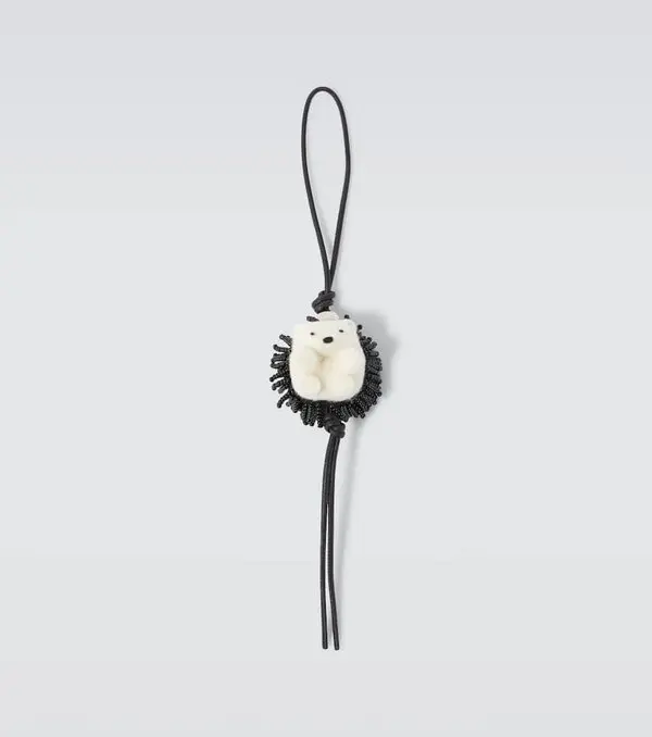 Loewe Hedgehog Beaded Bag Charm - White
