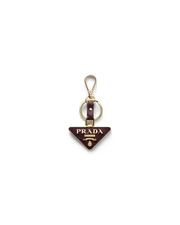 Prada Saffiano Leather And Metal Keychain - Red