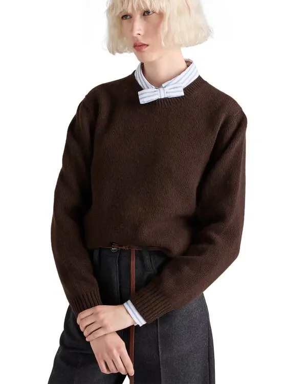 Prada Wool And Cashmere Crew-neck Sweater - Brown