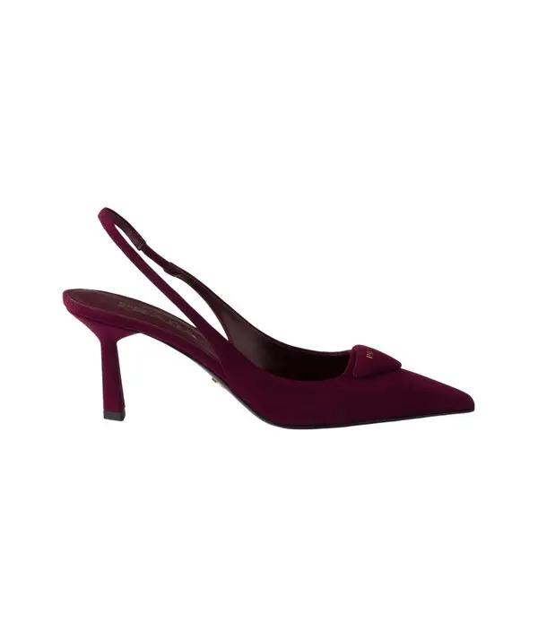 Prada Suede Slingback Pumps - Burgundy