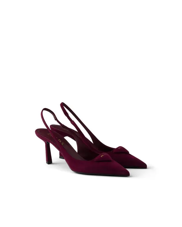 Prada Suede Slingback Pumps - Red