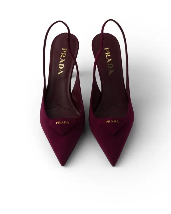 Prada Suede Slingback Pumps - Red