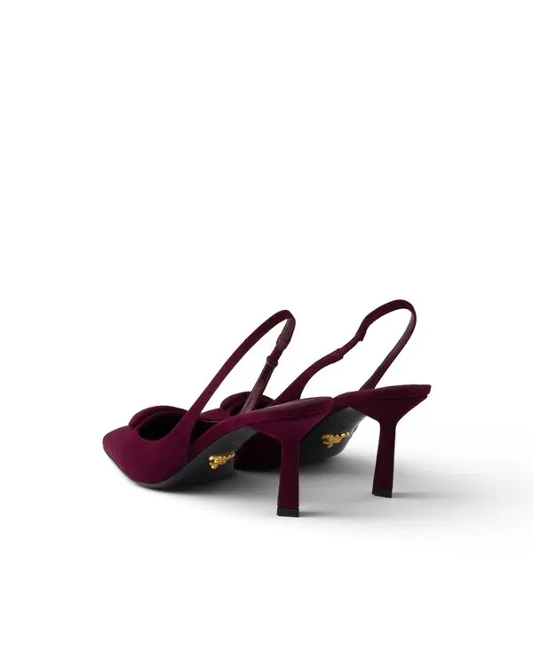Prada Suede Slingback Pumps - Red