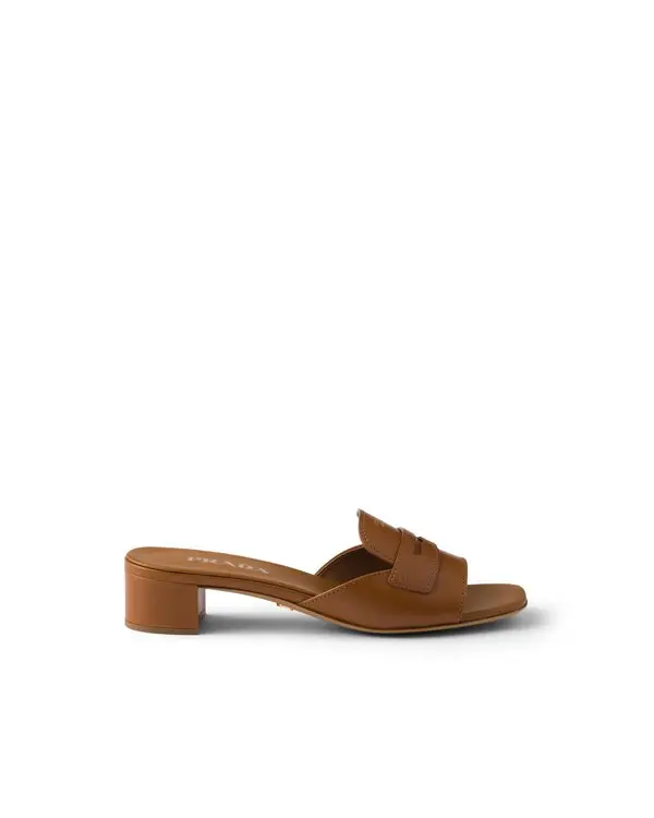 Prada Leather Sandals - Brown