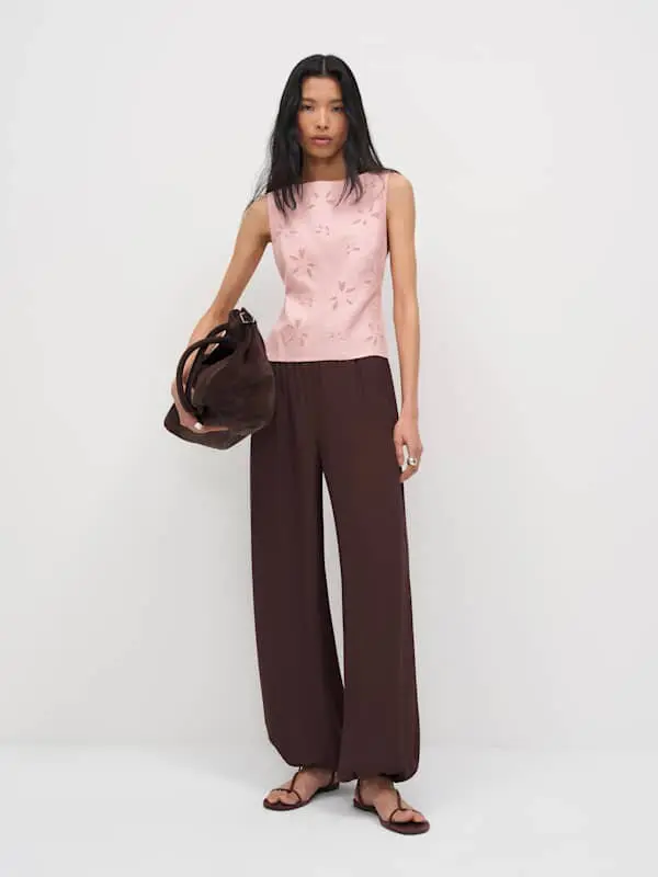 REFORMATION Evelina Linen Top - Pink